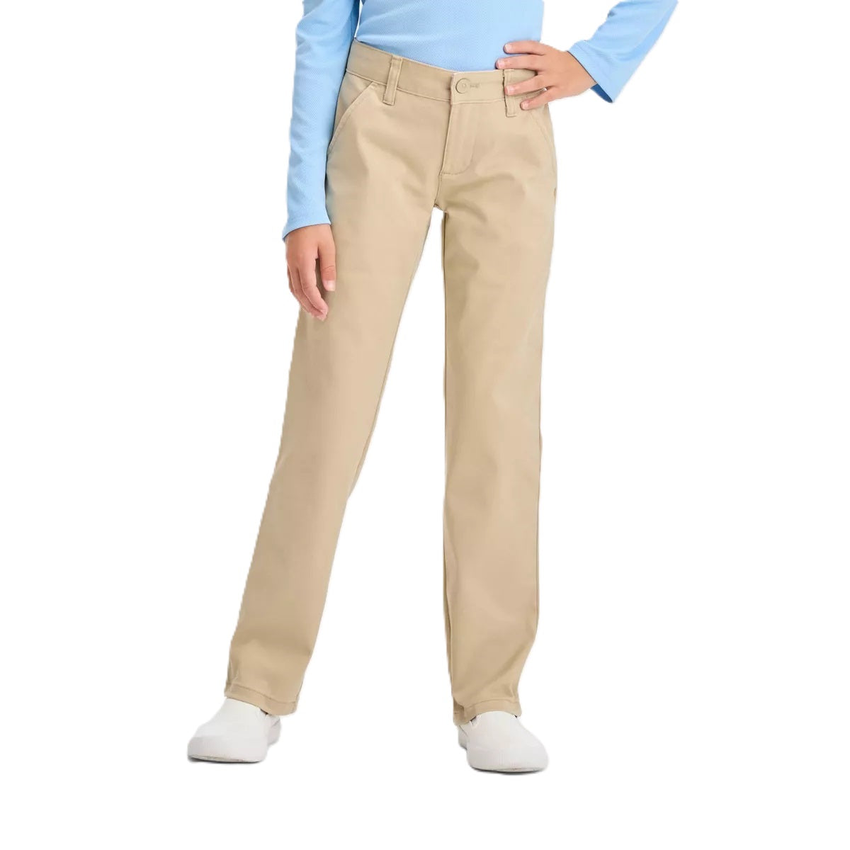 Wholesale Girls Stretch Straight Leg School Uniform Pants - Khaki. Sold ...